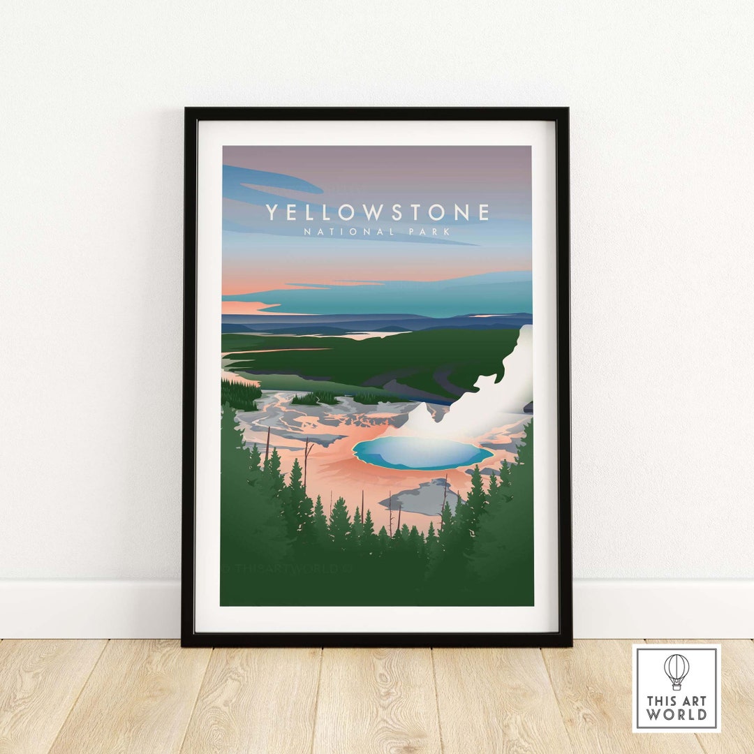 Yellowstone Print | Wall Art Poster | National Parks Print ...