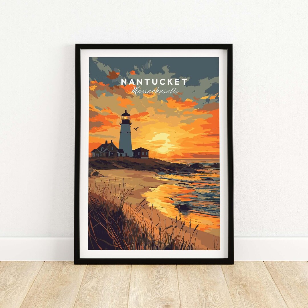 Nantucket Beach Art - Lighthouse Poster, Coastal Scenery - Etsy