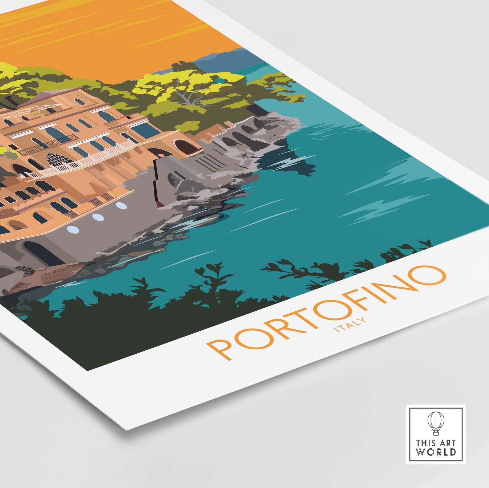 Portofino Print Italy Travel Poster Portofino Wall Art - Etsy
