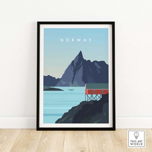 Norway Print Norwegian Landscape Travel Poster Mountain Art - Etsy UK
