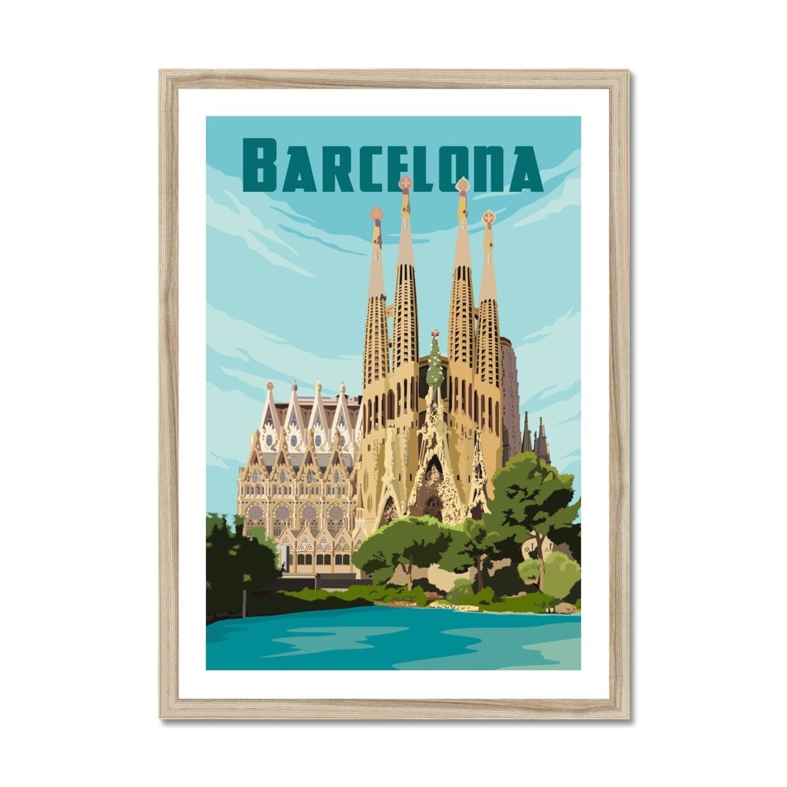 Barcelona Print Travel Poster Barcelona Vintage Wall Art | Etsy