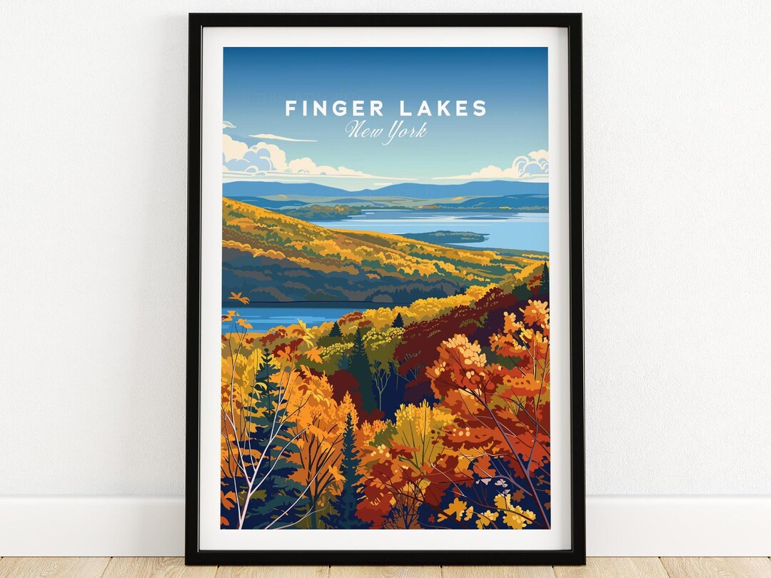 Finger Lakes Poster - New York Wall Art Print New York Travel Poster ...