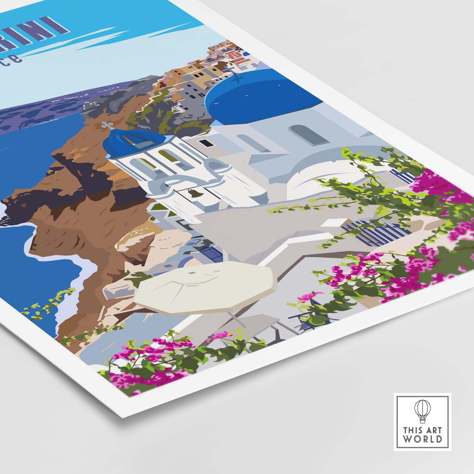 Santorini Print | Greek Island Travel Poster | Santorini Greece Wall ...