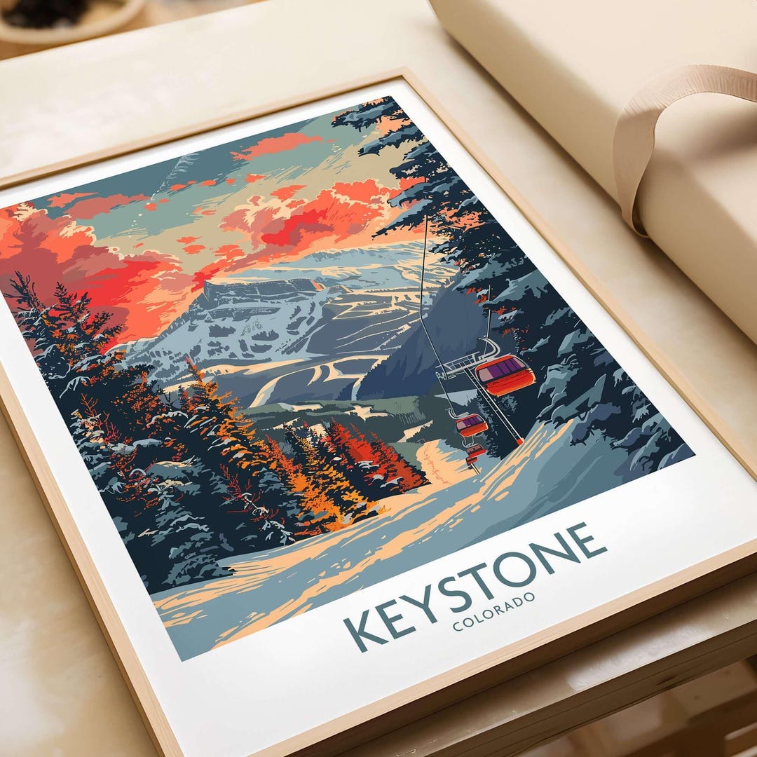 Keystone Poster Colorado Ski Wall Art Keystone Ski Lodge Print Home ...