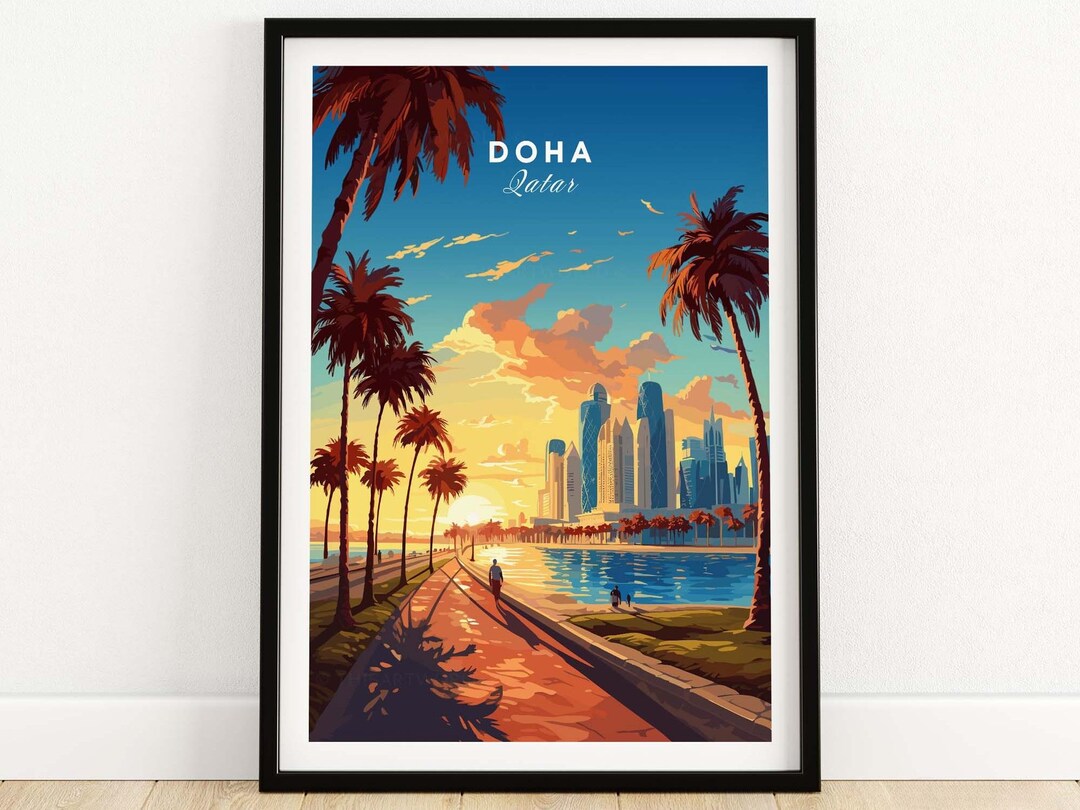 Doha Poster Art Print Travel Poster | Home Gift Birthday Present ...