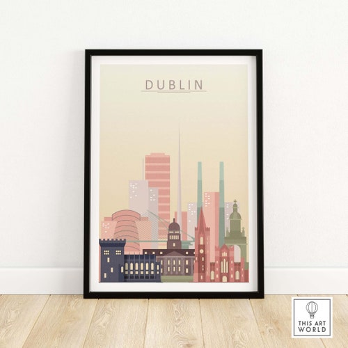 Dublin Retro Art Ireland Travel Decor Poster Wall Art Print - Etsy