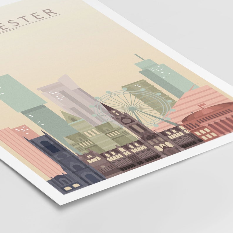 Manchester Skyline Poster Print Manchester Wall Art | Etsy