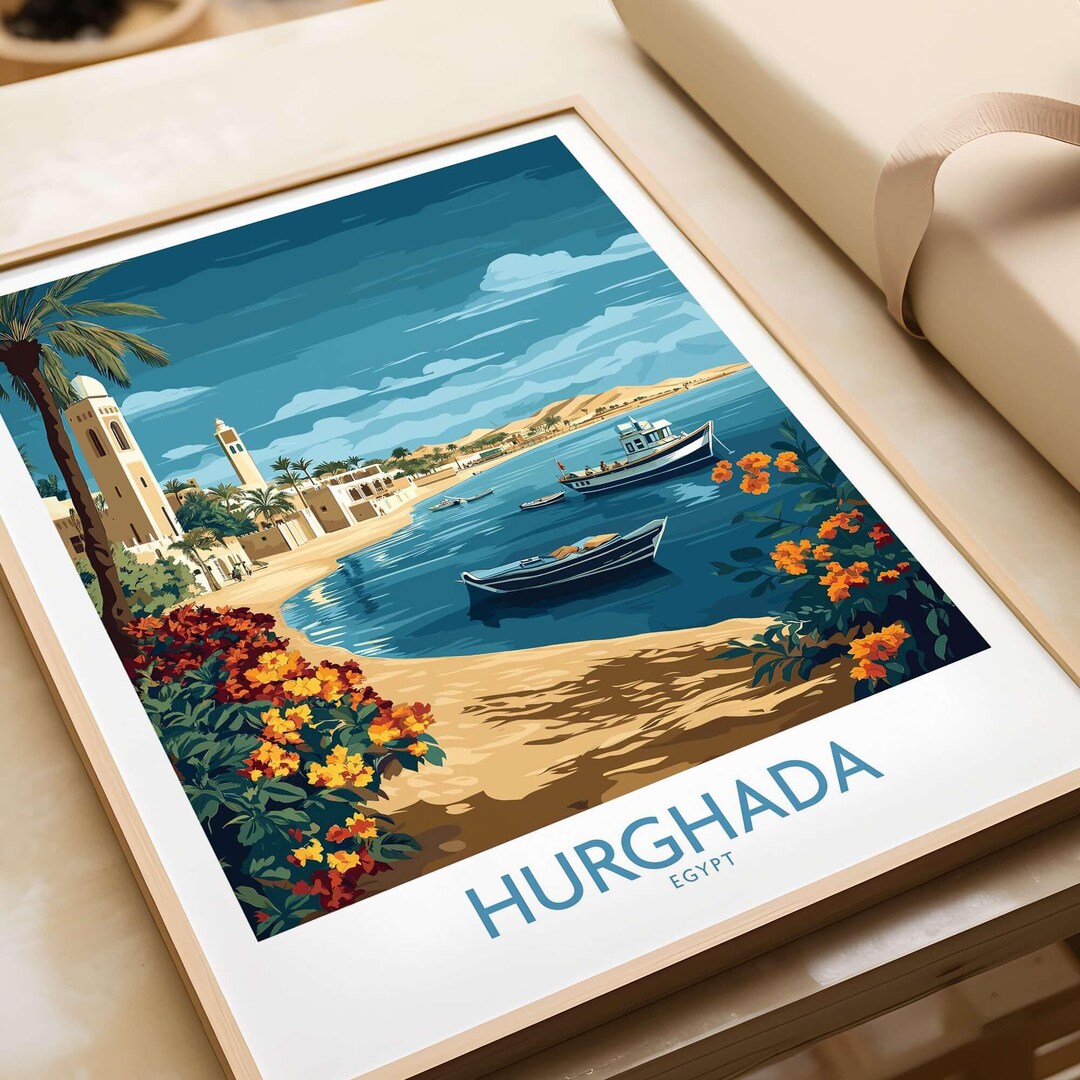 Hurghada Egypt Art Print, Red Sea Wall Decor, Tropical Travel Poster ...