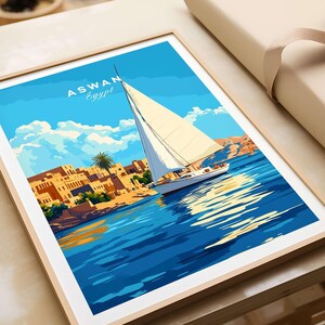 Aswan Print Egypt - Aswan Travel Poster Birthday Present Aswan Wedding ...