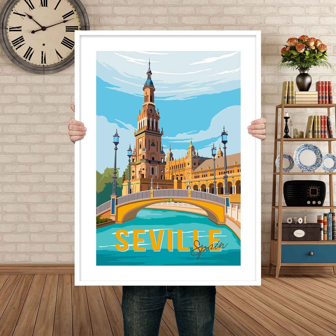 Seville Print Seville Spain Vintage Travel Poster Wall Art | Etsy