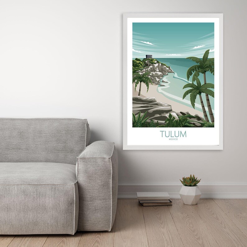 Tulum Art Print Mexico Travel Poster Wall Art Travel | Etsy