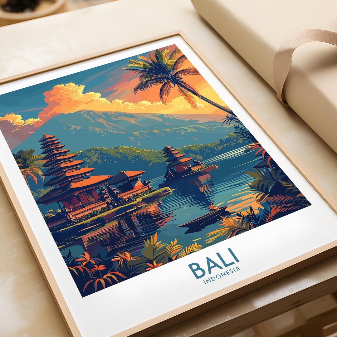 Bali Sunset Print - Bali Travel Print Wall Art Indonesia Wall Hanging ...