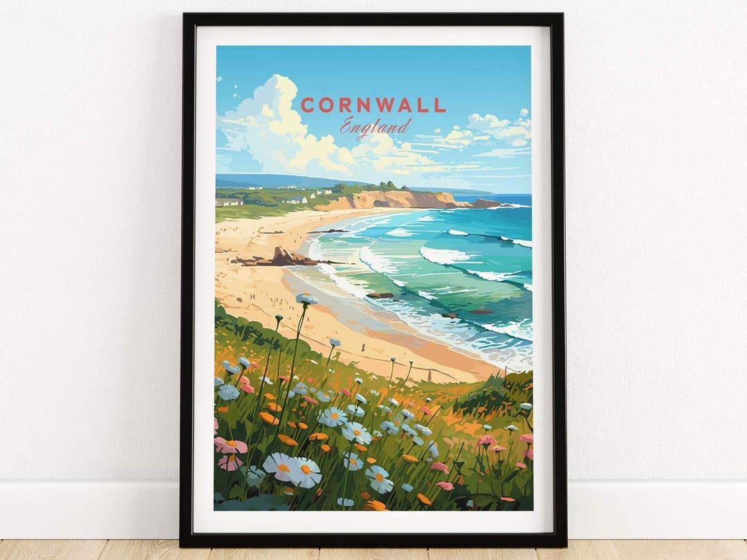 Cornwall Art Print Cornwall Travel Poster Gift for Cornwall Home Decor ...