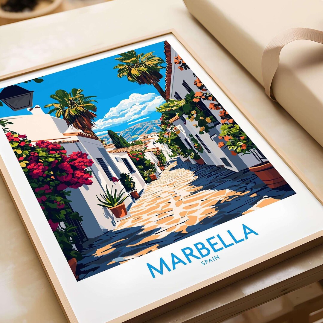 Marbella Travel Poster Marbella Wall Art Print Marbella Poster Wall ...