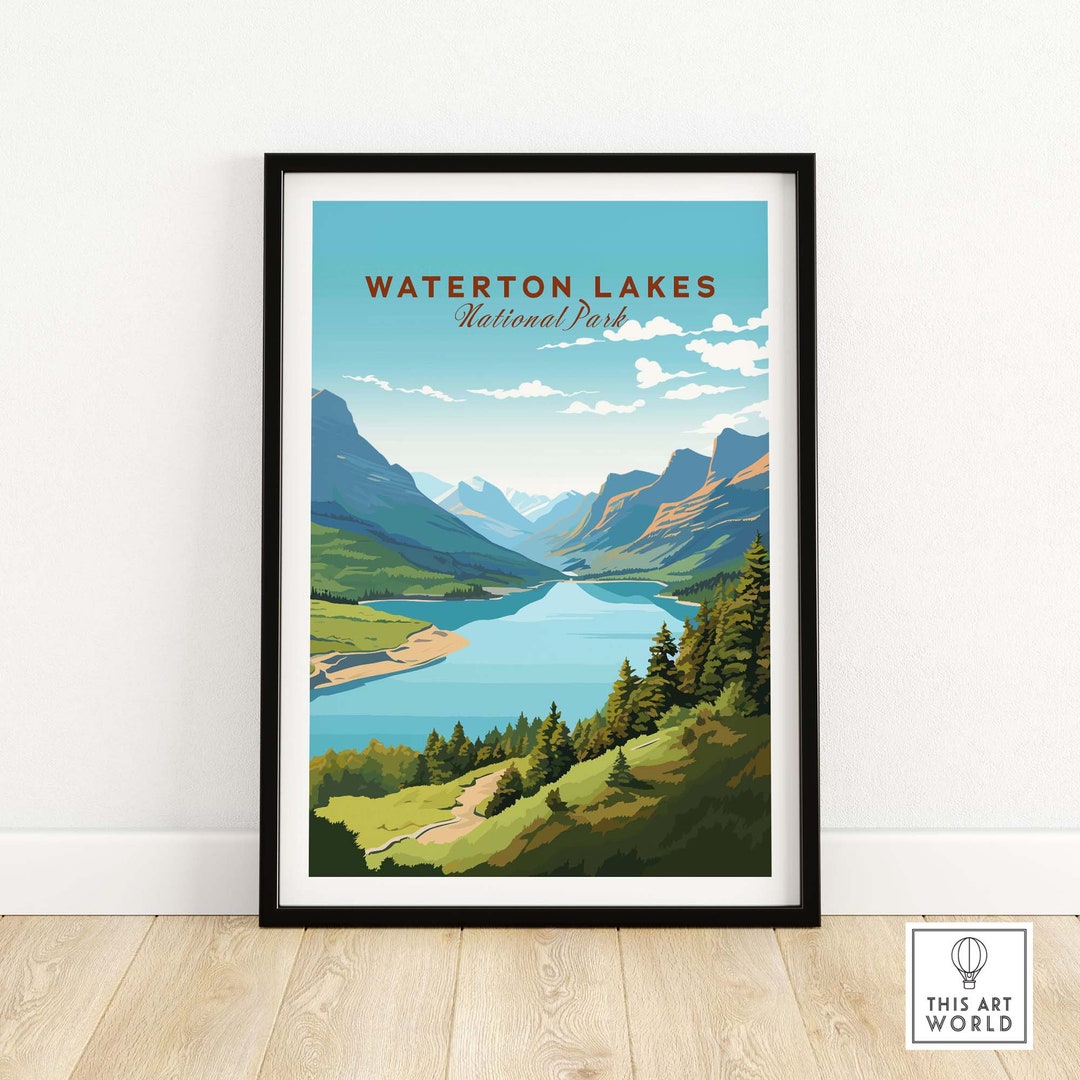 Waterton Lakes National Park Poster Art Print Travel Print Home Décor ...