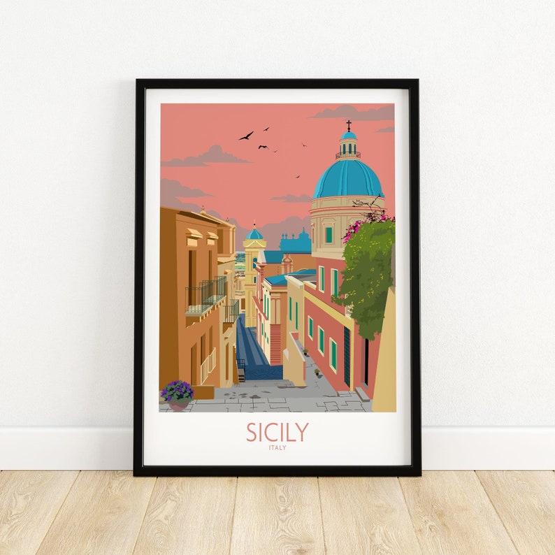 Sicily Poster Italy Wall Art Print Wall Art Travel | Etsy