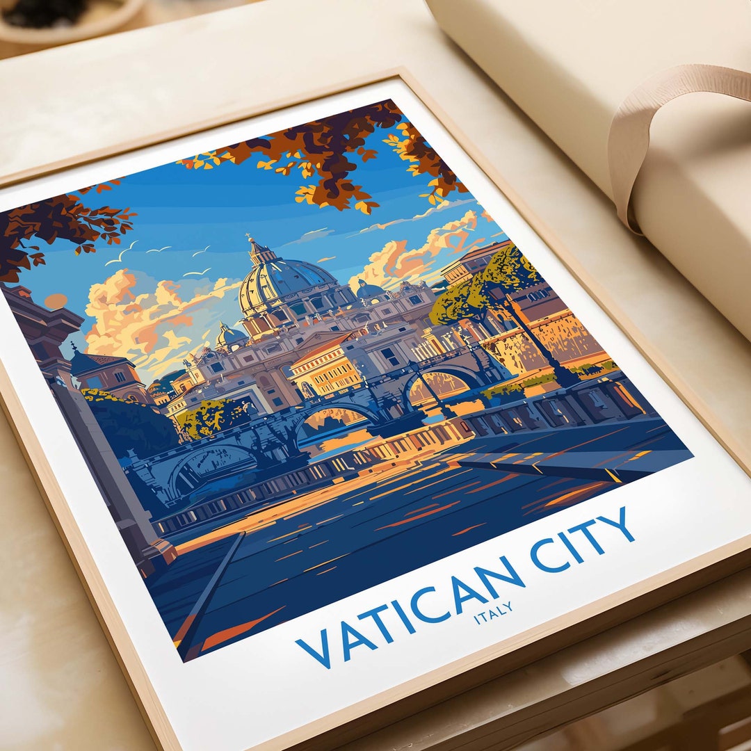 Vatican City St Peters Basilica Travel Poster Italy Travel Gift Vatican ...