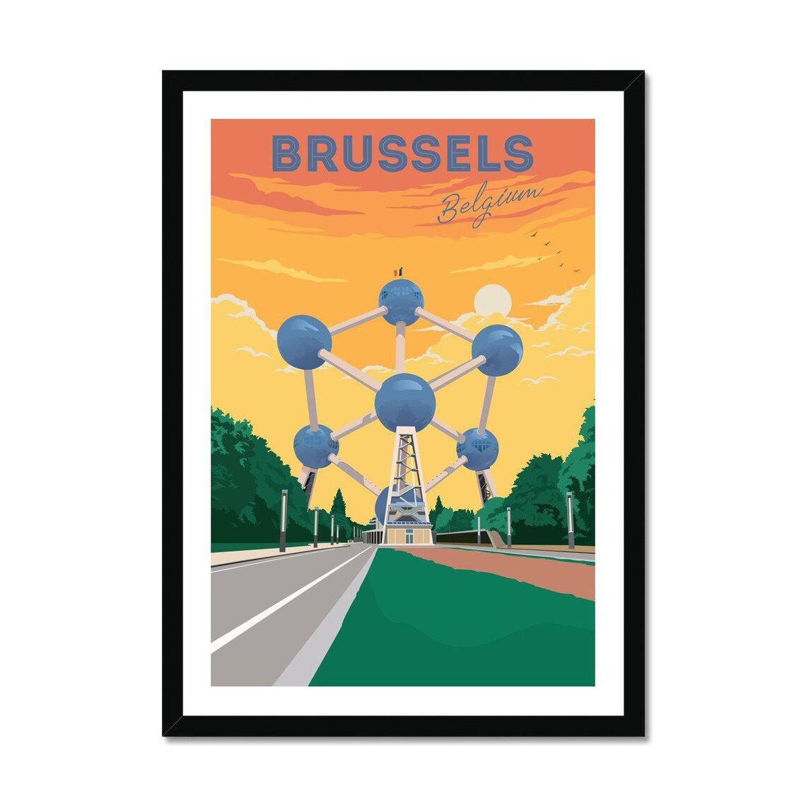 Brussels Print Belgium Travel Poster Wall Art Vintage | Etsy