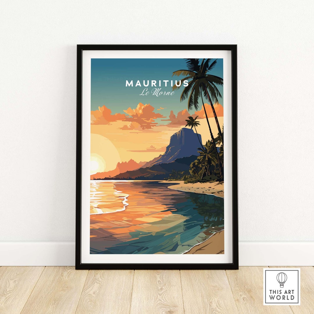 Le Morne Mauritius Poster Travel Poster Birthday Present Wedding ...