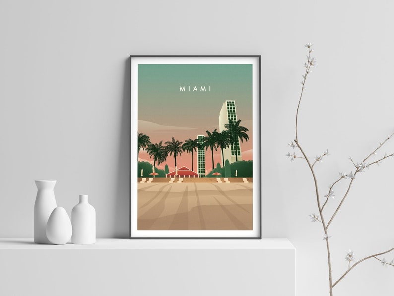 Miami Print Miami Travel Poster Miami Wall Art Miami | Etsy