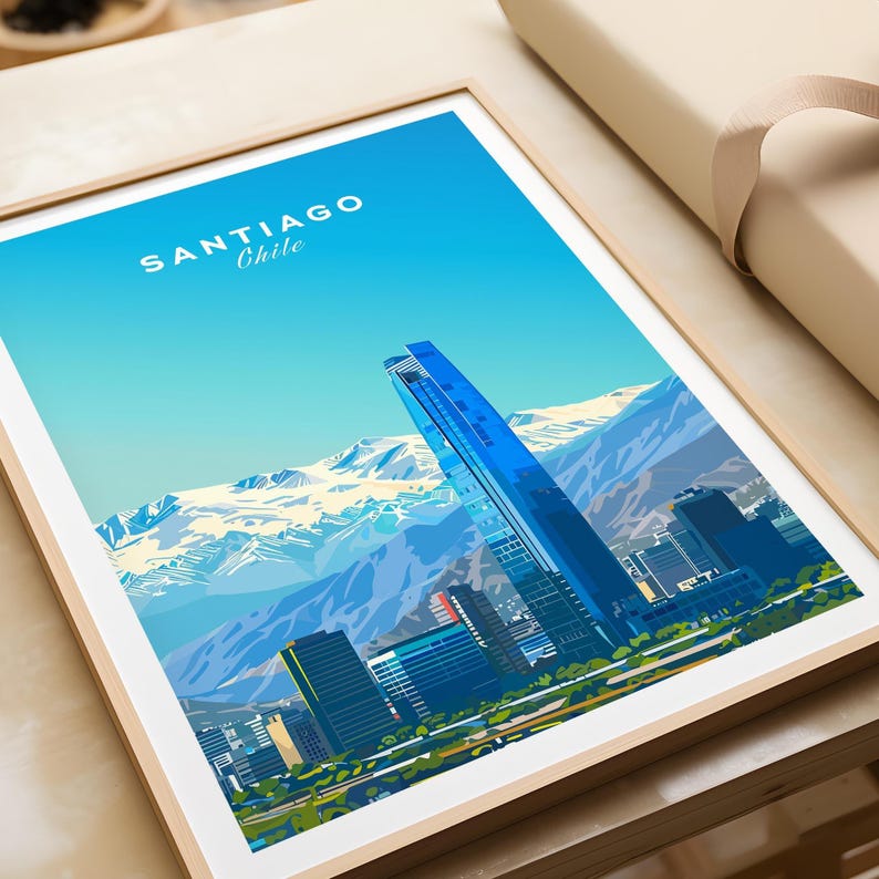 Santiago Travel Poster Chile Santiago Travel Print Wall Art Chile Wall ...