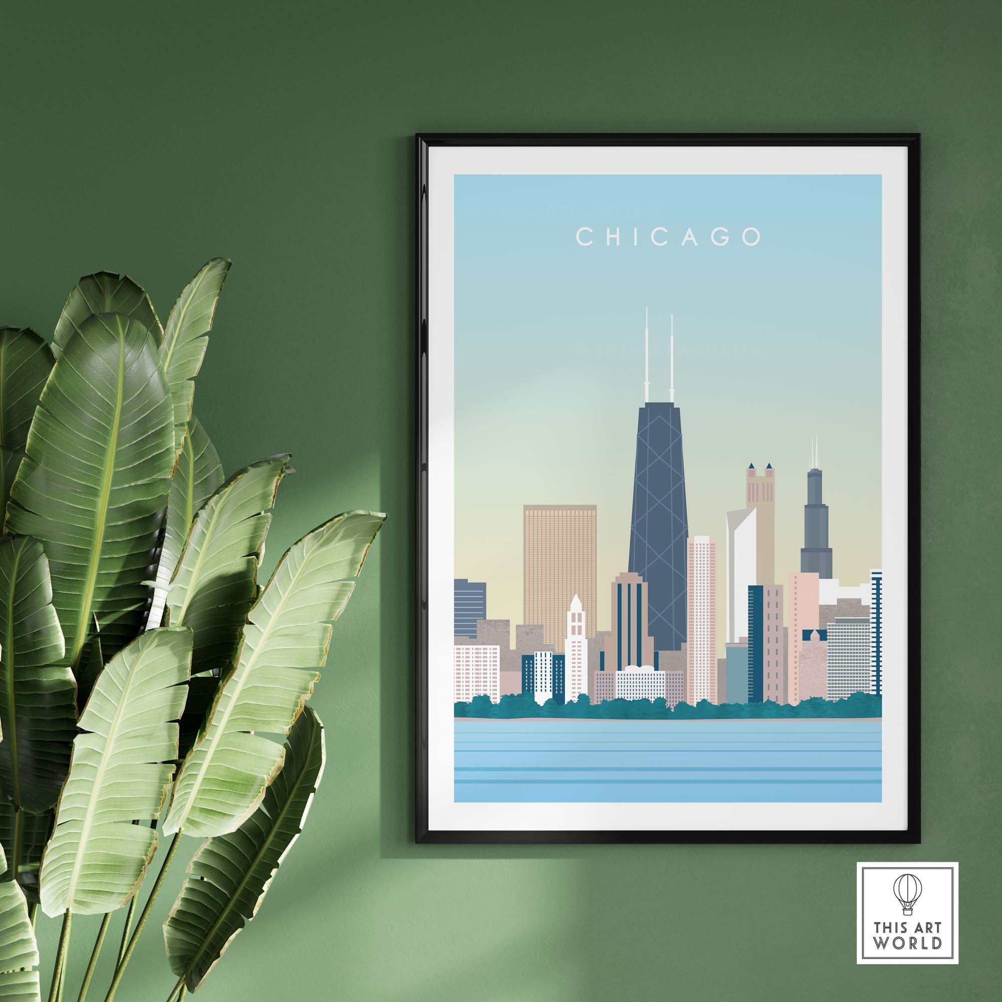Chicago Print Wall Art | Chicago Travel Poster | Cityscape Wall Decor ...