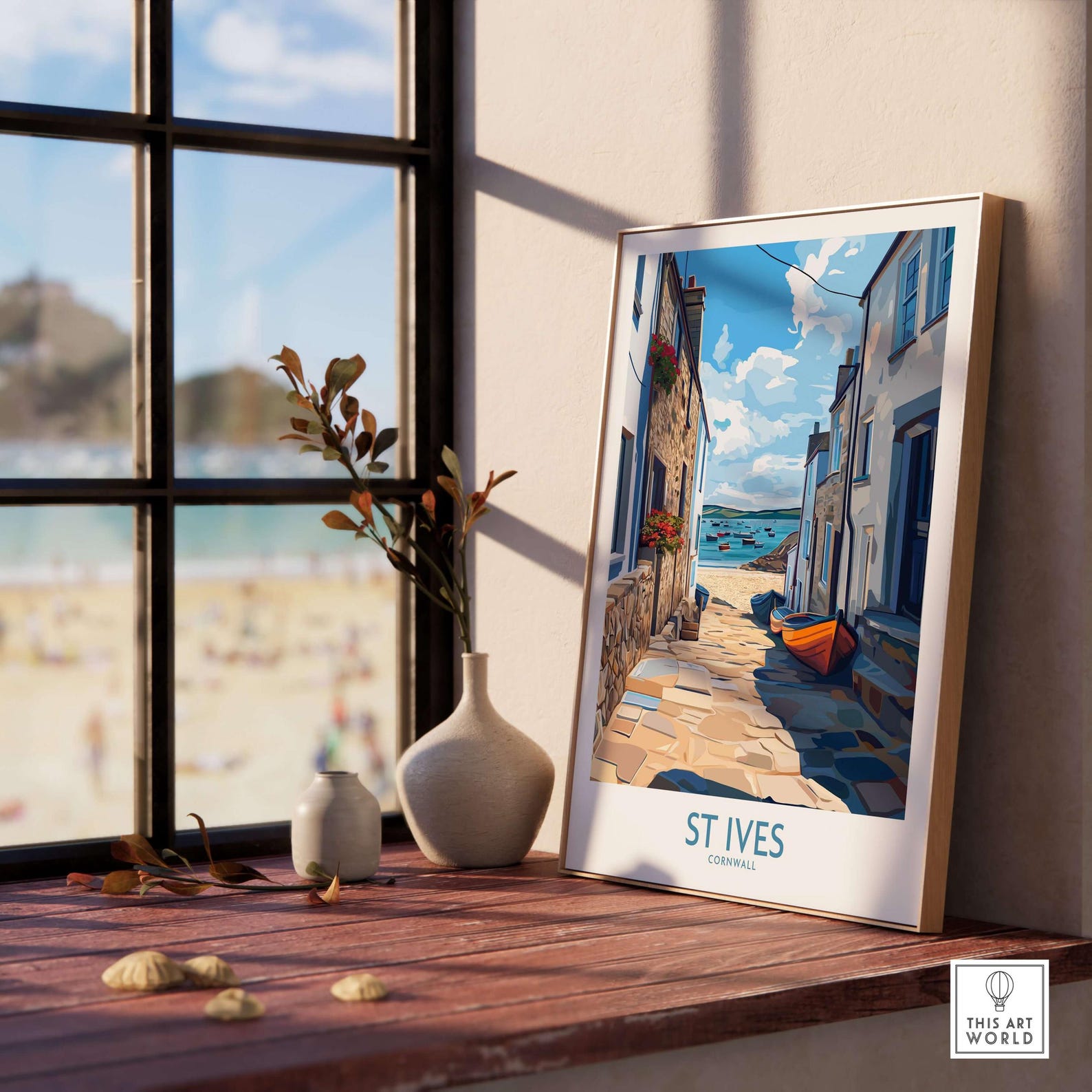 St Ives Cornwall Coastal Village Art, Harbor Boats Decor, Cornish ...