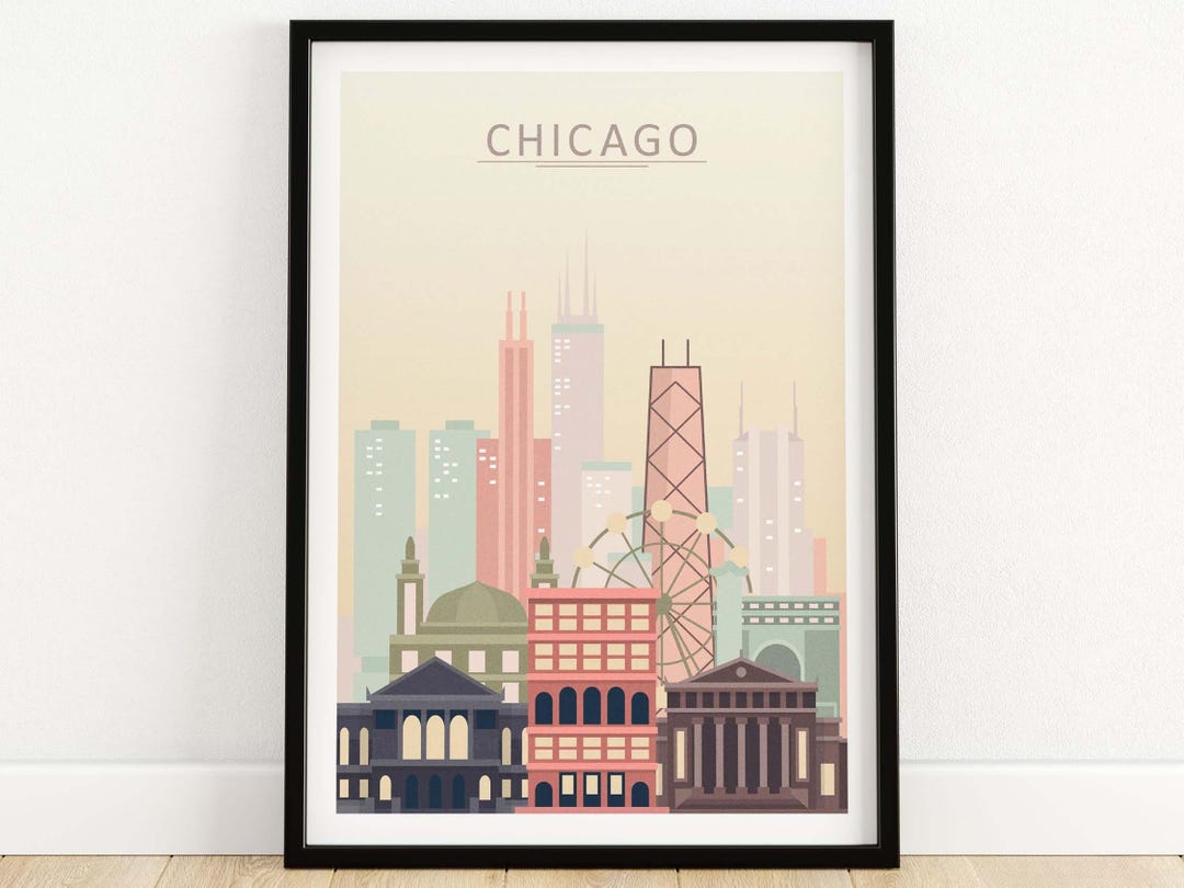Chicago Skyline Wall Art Poster Print | Illinois City Print | Chicago ...