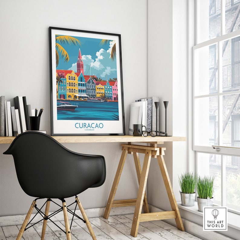 Curacao Print Wall Art Gift Curacao Caribbean Island Artwork Framed ...