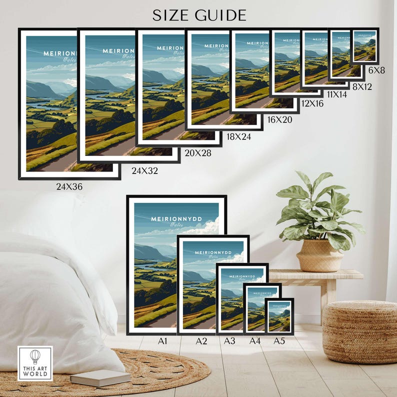 Meirionnydd Poster Art Print Wall Art Wales Home Decor Artwork Home ...