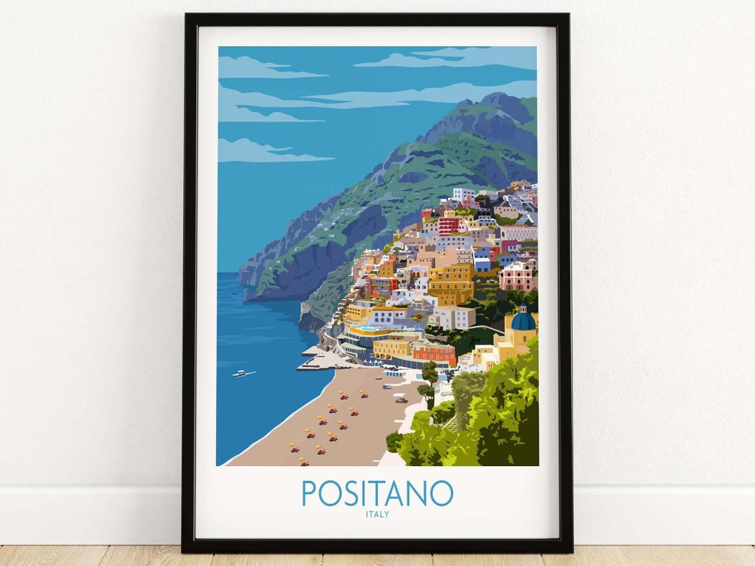 Positano Print | Italy Travel Poster | Positano Wall Art | Amalfi Coast ...