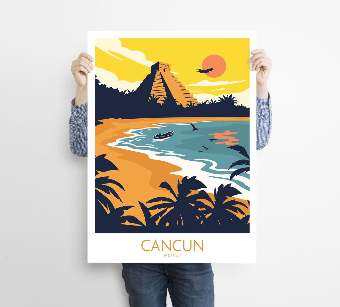 Cancun Poster Cancun Wall Art Cancun Poster Mexico | Etsy