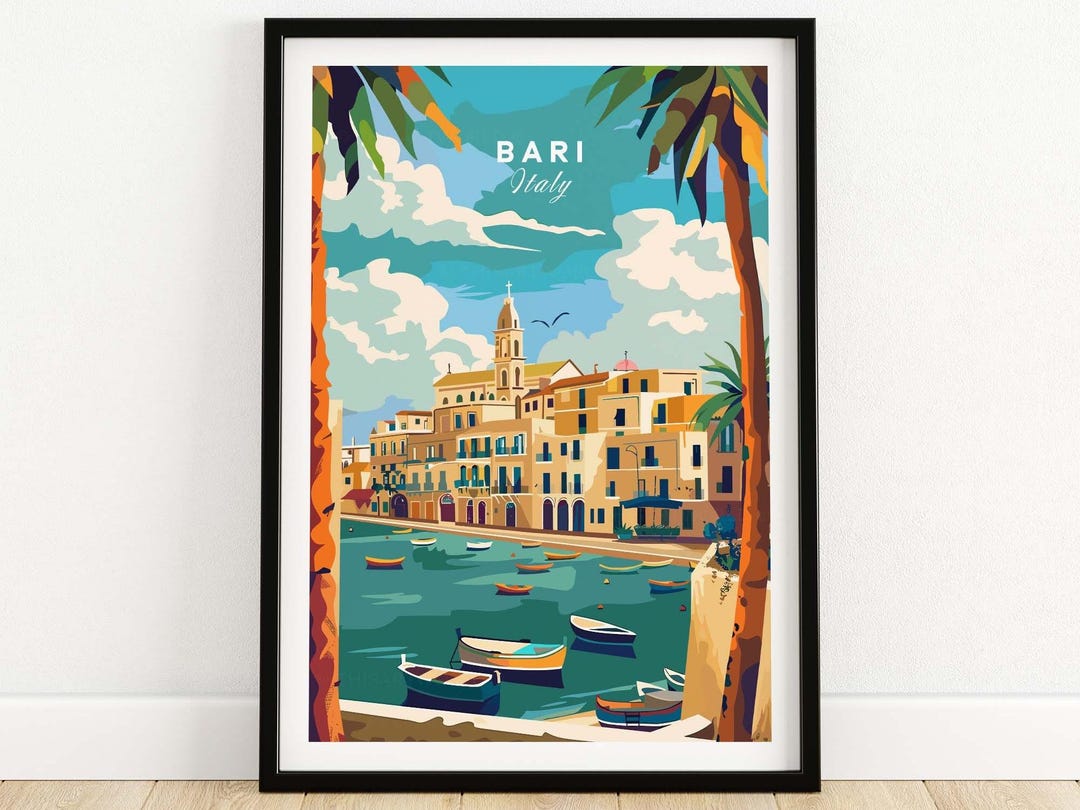 Bari Poster Puglia Wall Art Print Italy Travel Poster Italy Home Decor ...