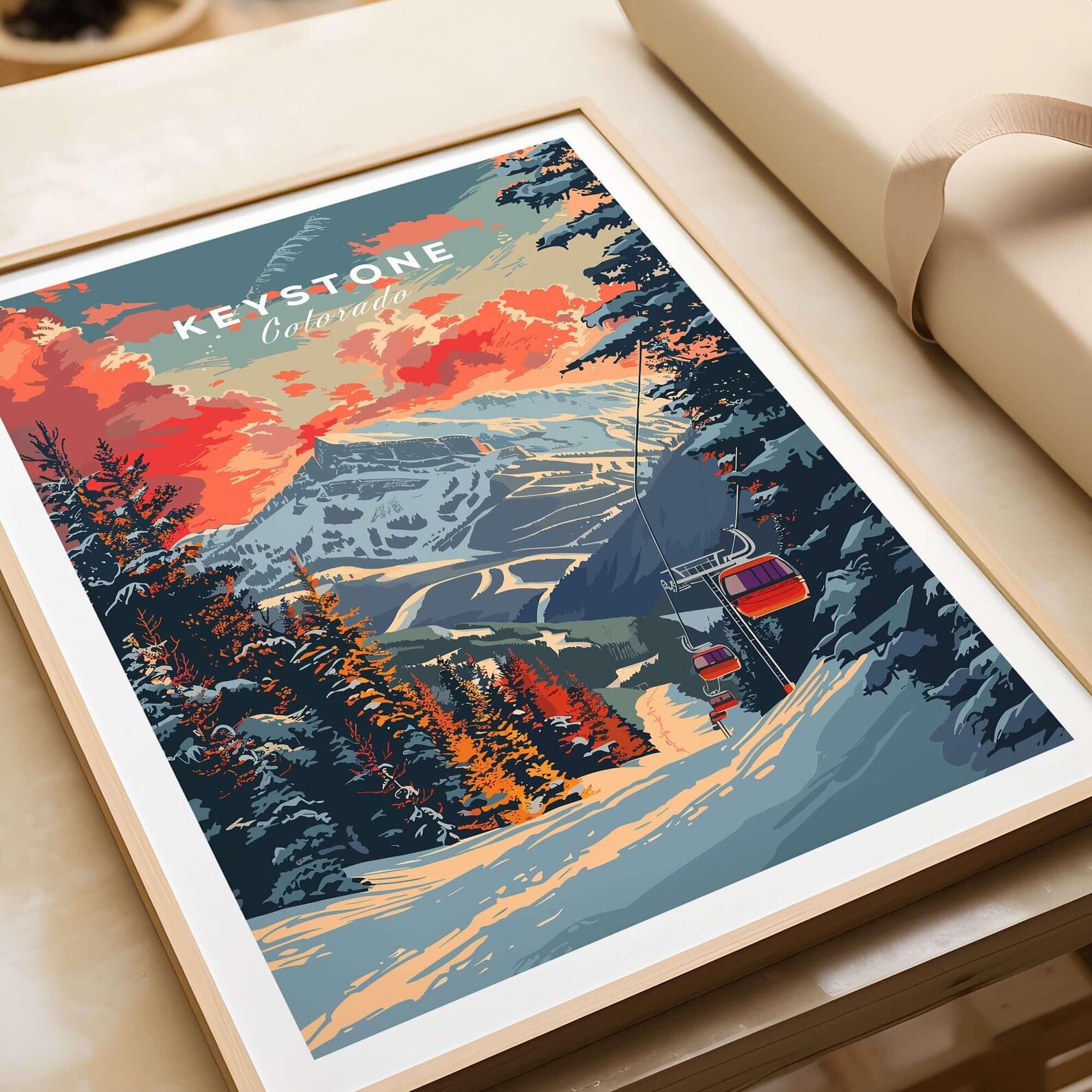 Keystone Ski Print Colorado Mountain Art Ski Lodge Wall Decor Winter ...