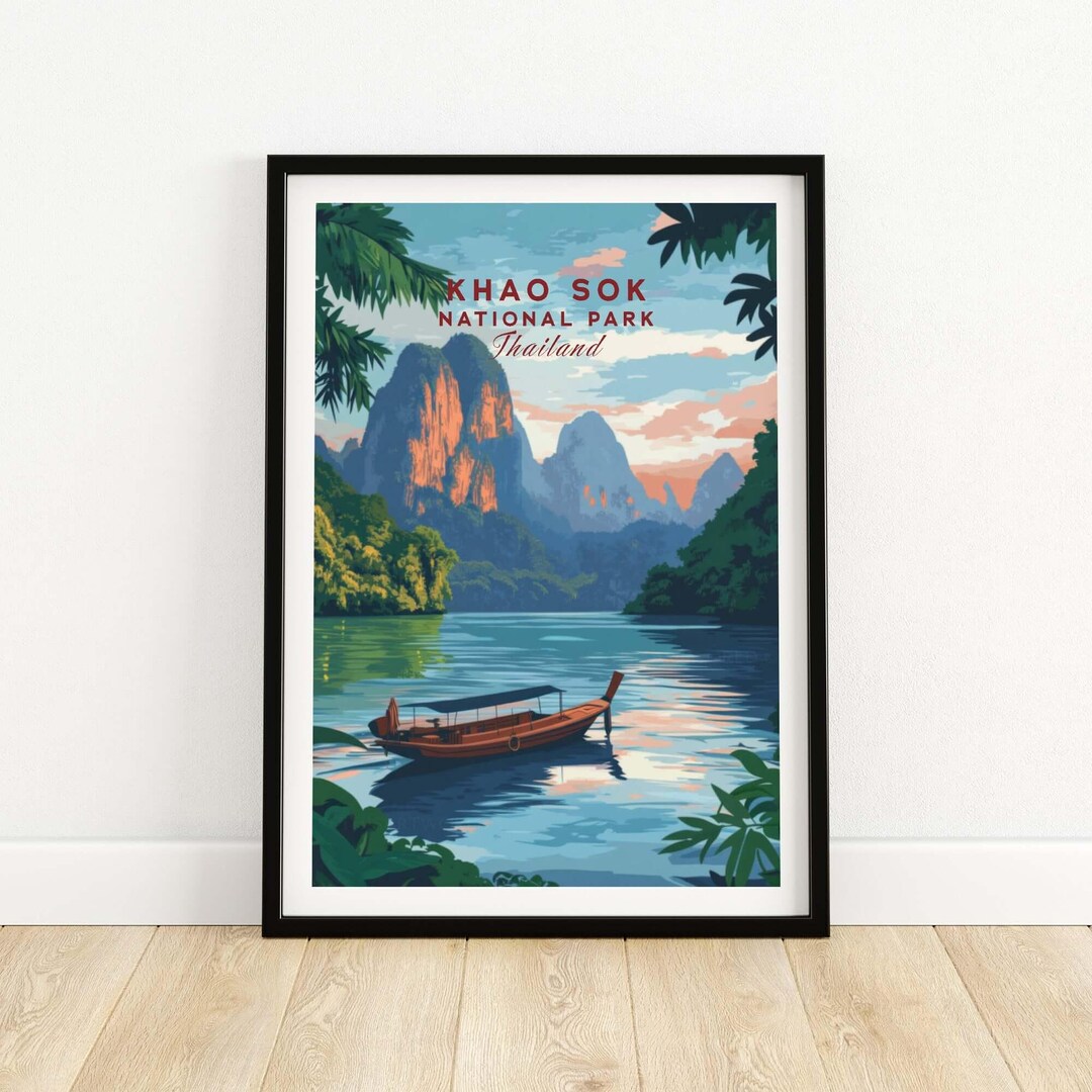 Wall Hanging Khao Sok Decor Housewarming Gift Living Room Thailand Gift Art Lovers Illustration ...
