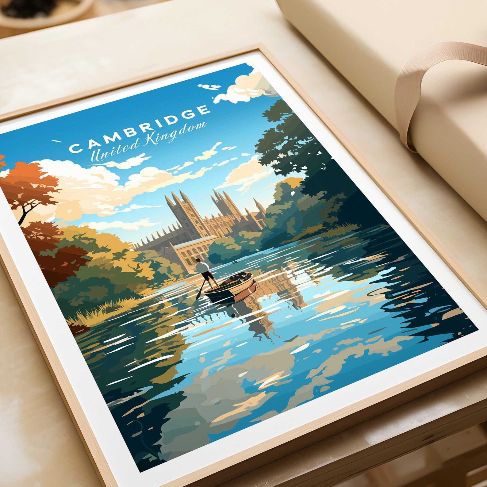 Cambridge Poster Cambridge Wall Art Gift Cambridge England Travel Print ...