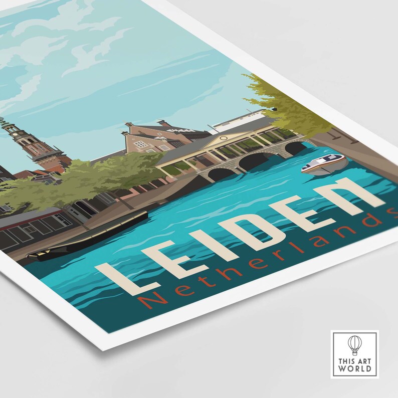Leiden Netherlands Print University Wall Art Travel Poster - Etsy