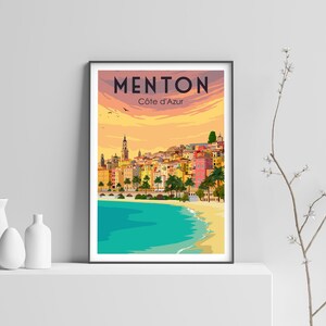 Menton Print Menton Poster France Wall Art Menton Travel | Etsy