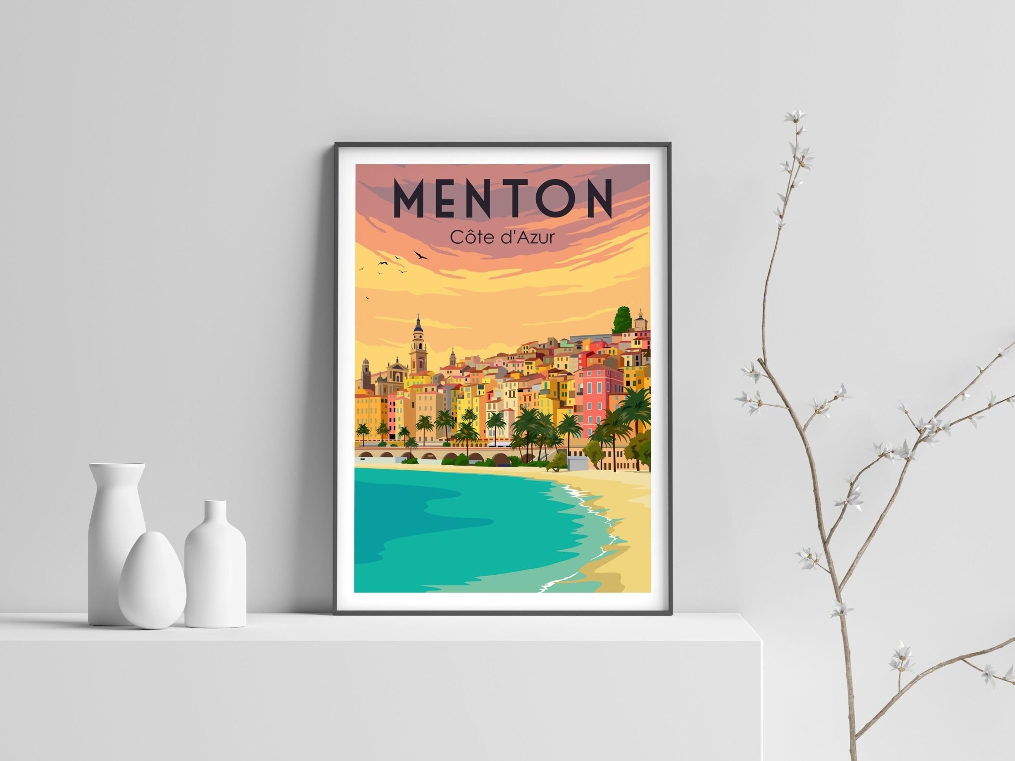 Menton Print Menton Poster France Wall Art Menton Travel | Etsy UK
