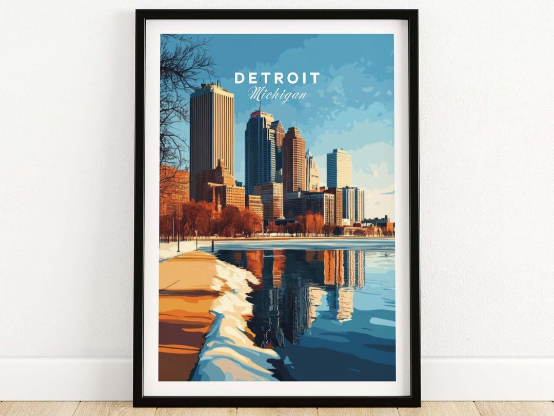 Detroit Print Detroit Art Print Michigan Living Room Wall Decor Artwork ...
