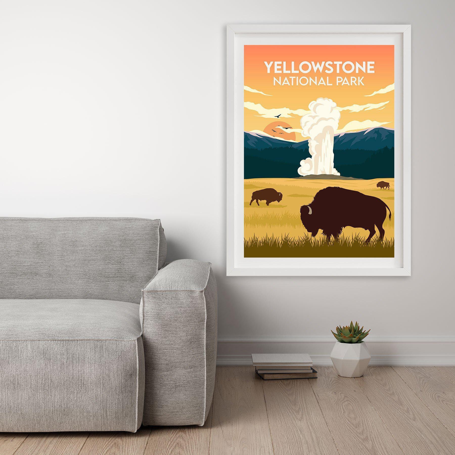Yellowstone Print National Park Poster Wyoming Art Print | Etsy