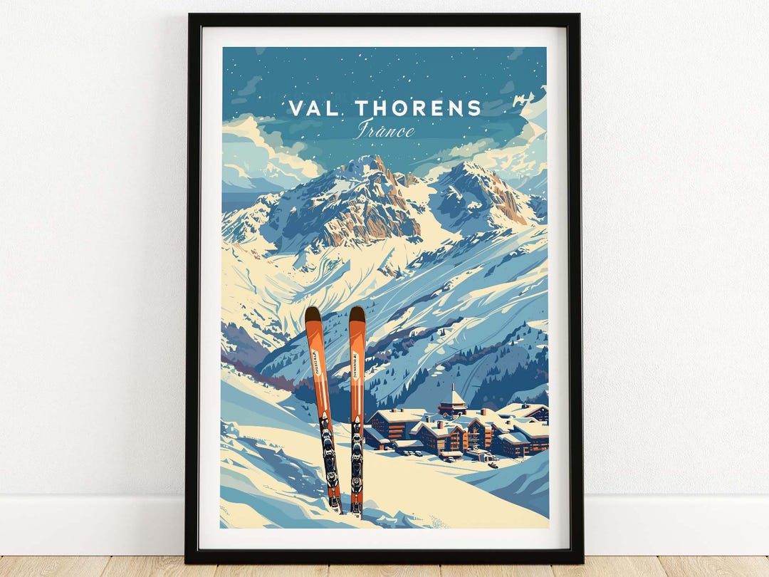 Val Thorens Travel Poster Ski Resort Print Val Thorens Gift Art Skiing ...