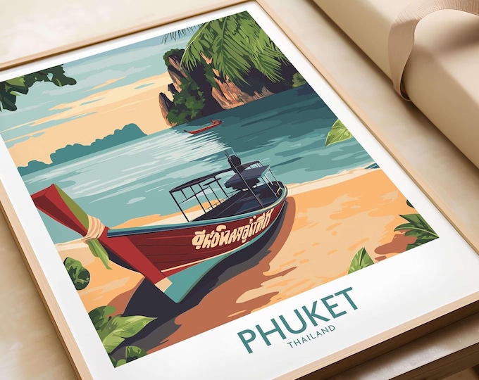 Phuket Map Print Minimal Phuket Poster Art Thailand - Etsy UK