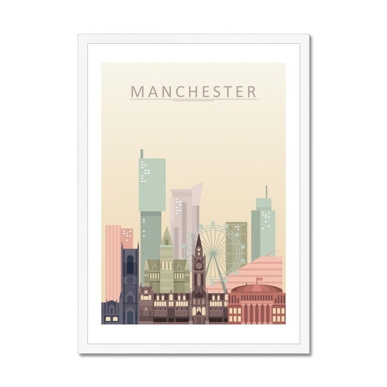 Manchester Skyline Poster Print Manchester Wall Art | Etsy