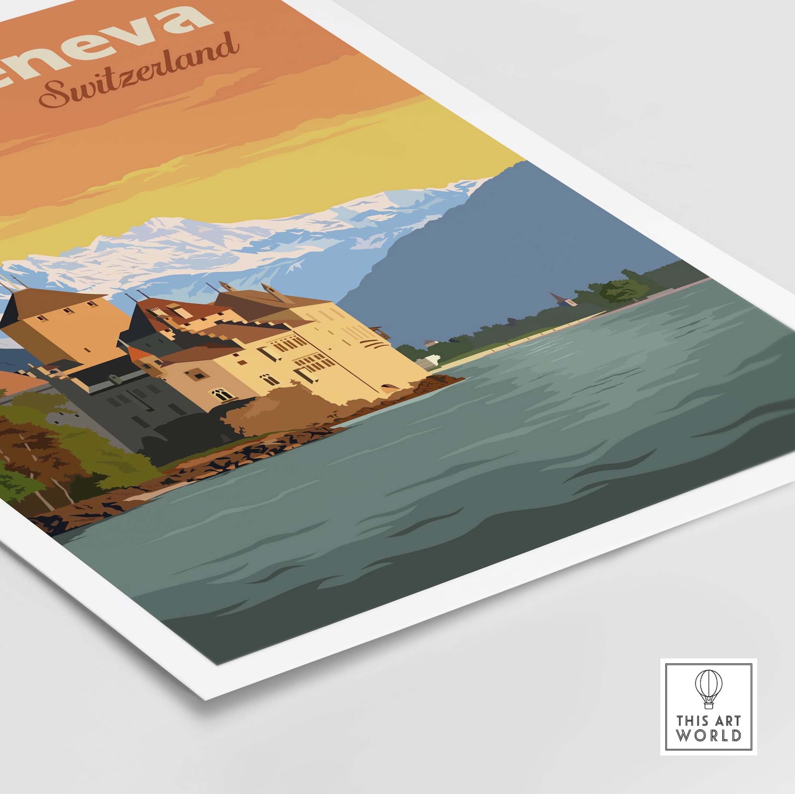 Lake Geneva Poster Switzerland Print Lake Geneva Wall Art - Etsy