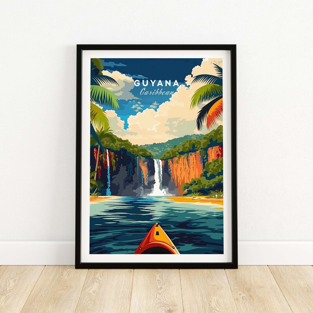 Guyana Poster Guyana Wall Art Print Caribbean Travel Poster Caribbean ...