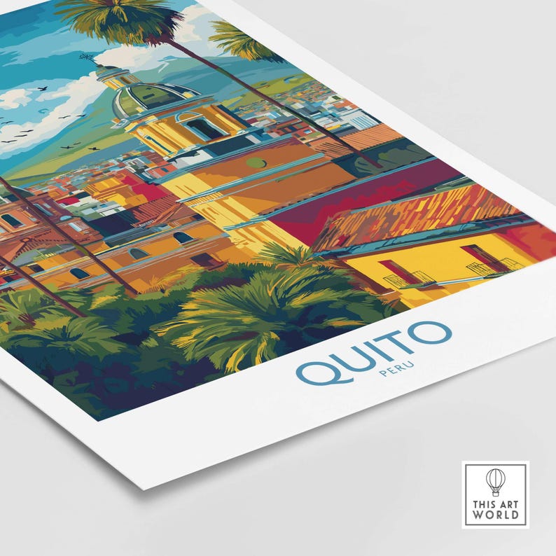Ecuador Quito Cityscape Travel Print Poster Colonial Churches Andes ...
