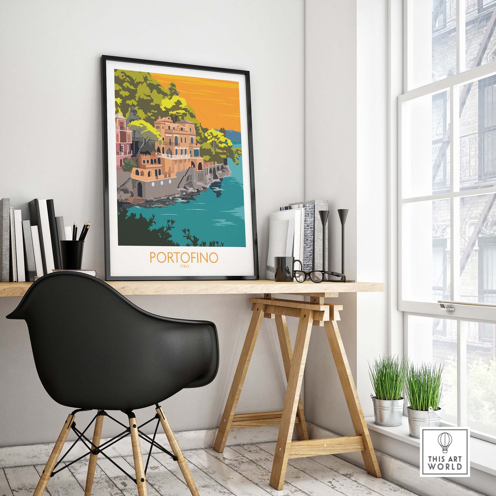 Portofino Print Italy Travel Poster Portofino Wall Art - Etsy