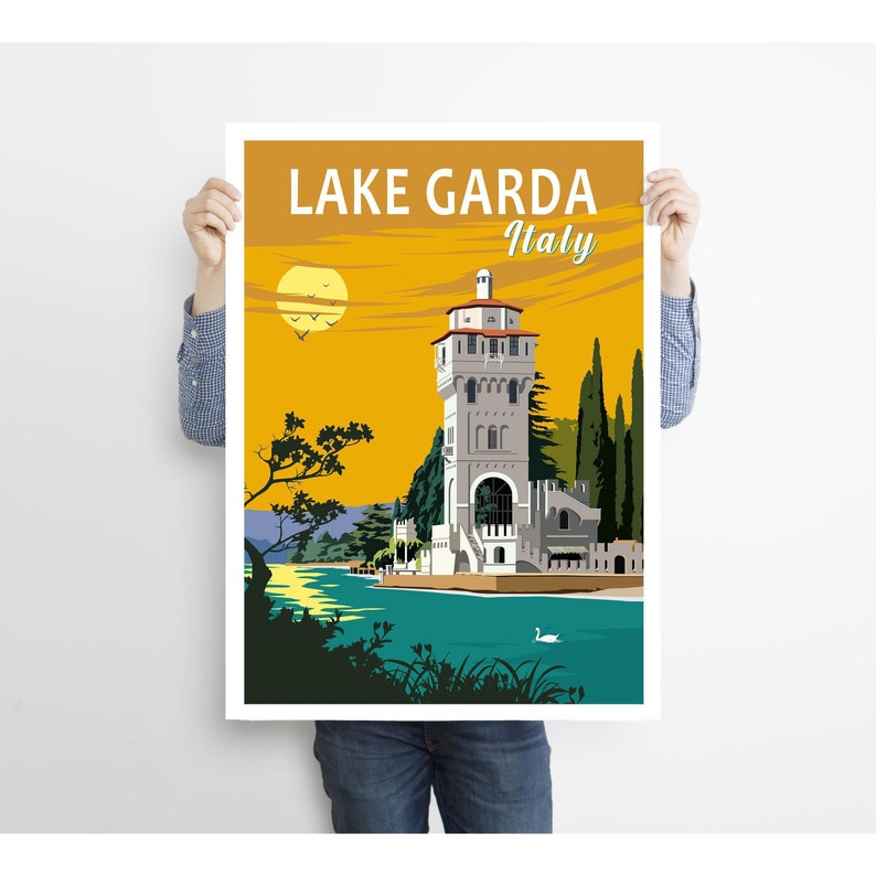 Lake Garda Print Italy Lake Garda Wall Art Poster Vintage | Etsy