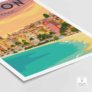 Menton Print | Menton Poster | France Wall Art | Menton Travel Poster ...